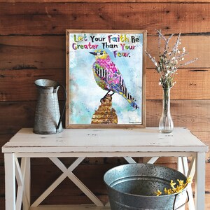 Faith Bird Art Print Christian Boho Butterfly Watercolor Home Decor ...