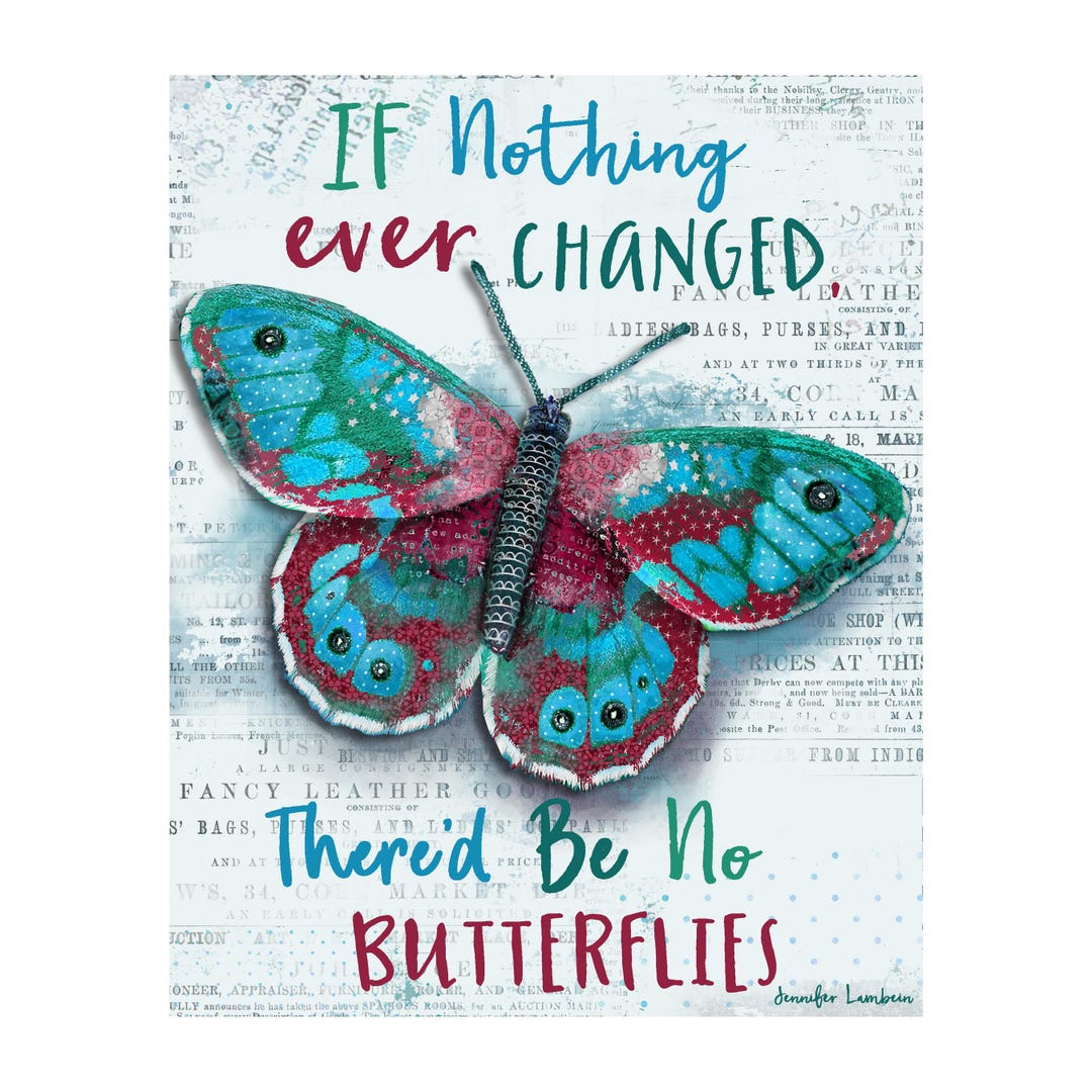 Change Butterfly Art Print - Cherry Positive Quote Mental Health Wall ...