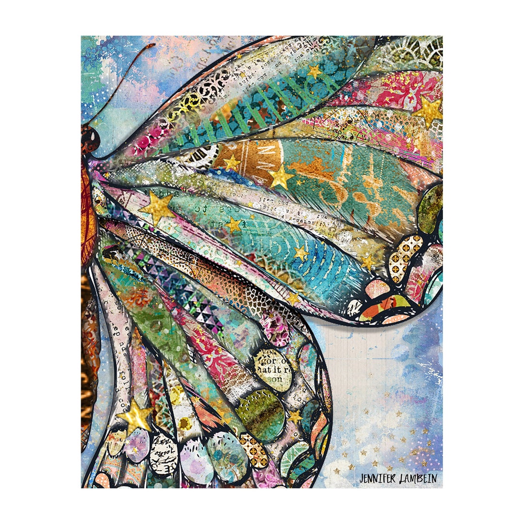 Starlight Dreams Butterfly Wing Art Print - Rustic Woodland Boho Wall ...