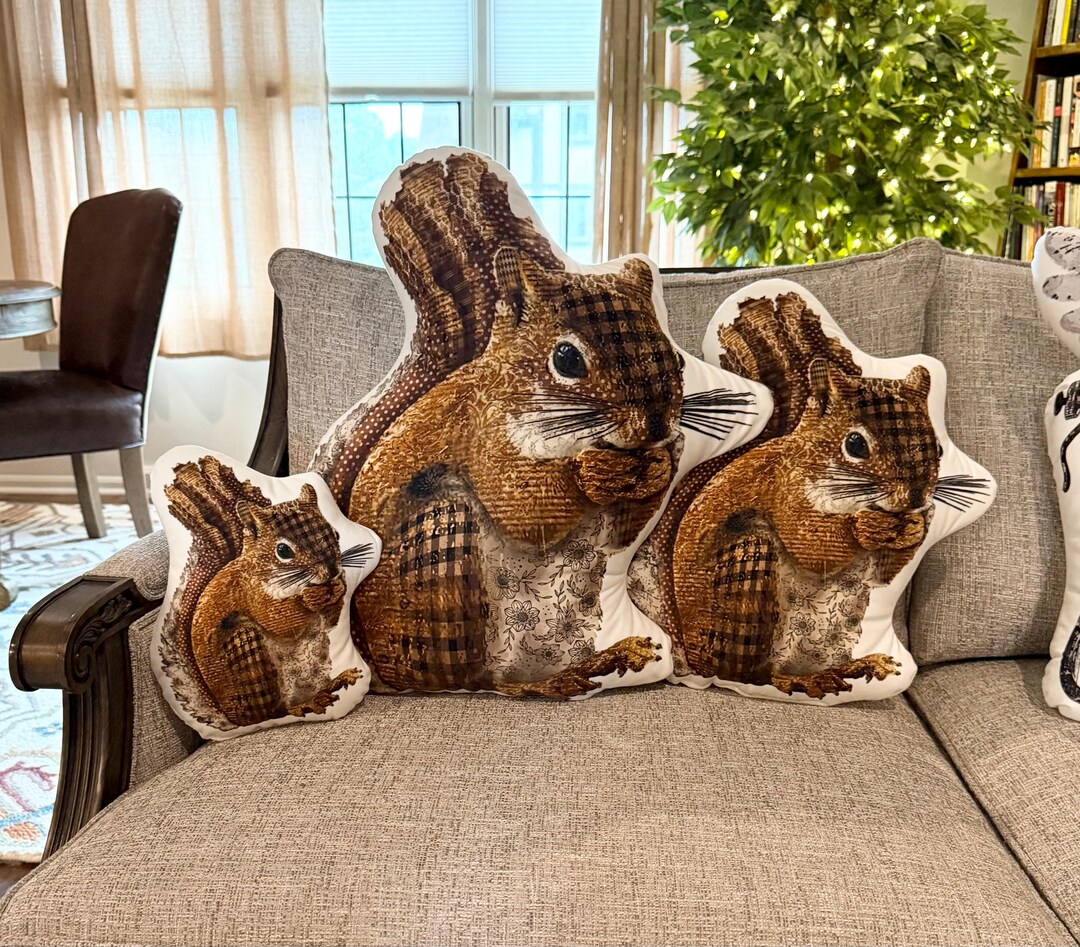 Woodland Squirrel Pillow - Custom Shaped Wildflowers Cute Animal ...