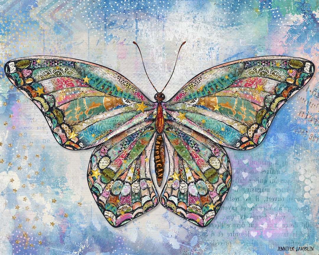Starlight Dreams Butterfly Art Print Rustic Boho Pretty Wall Decor for ...