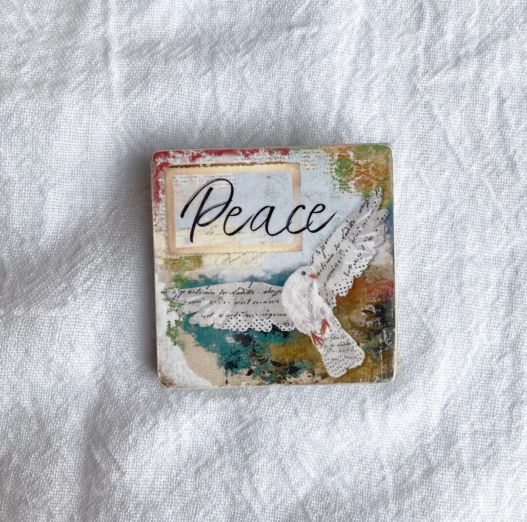 Broche épinglette colombe de la paix art oiseau fait main bijoux ...