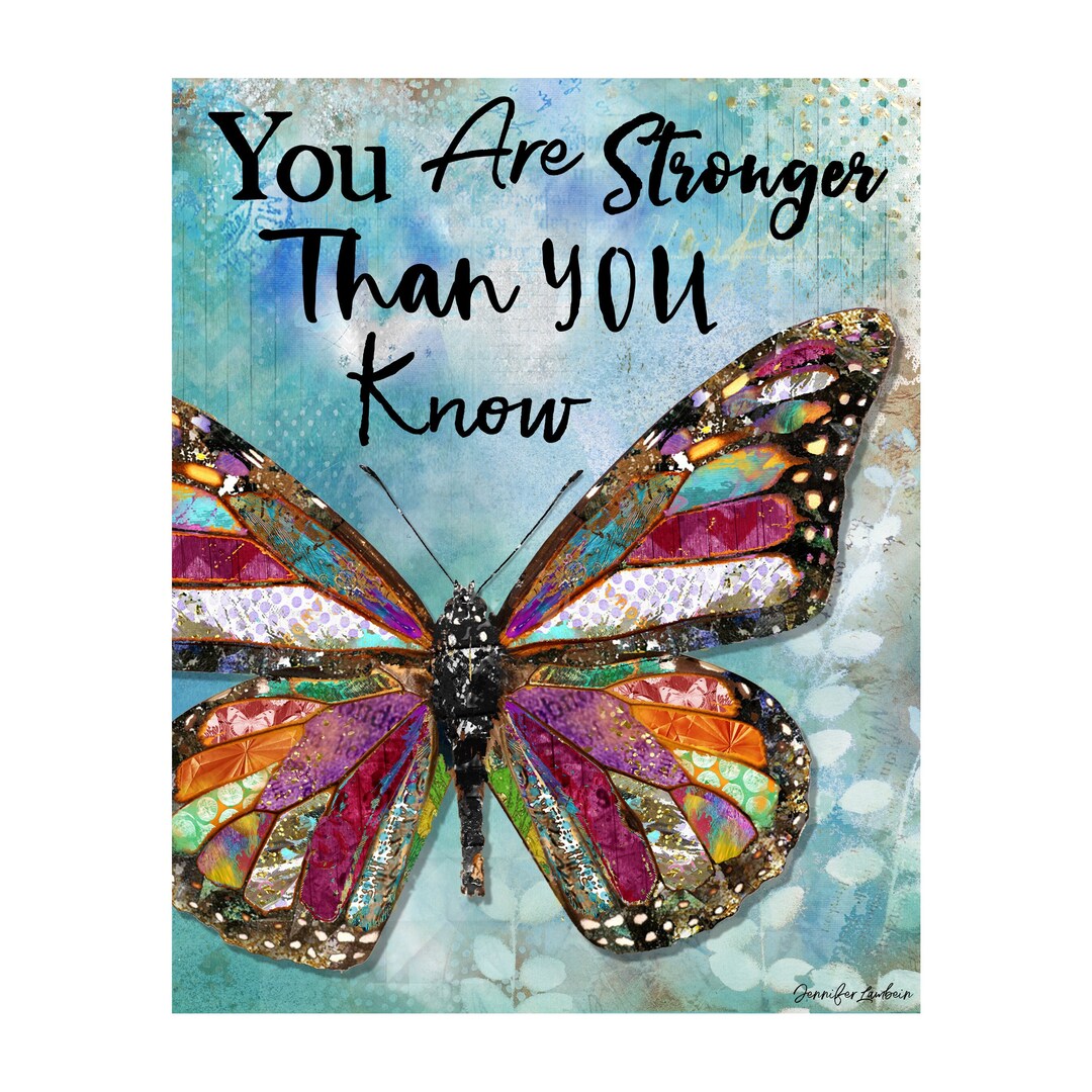 You Are Stronger Art Print - Butterfly Rustic Woodland Boho Plants Wall ...