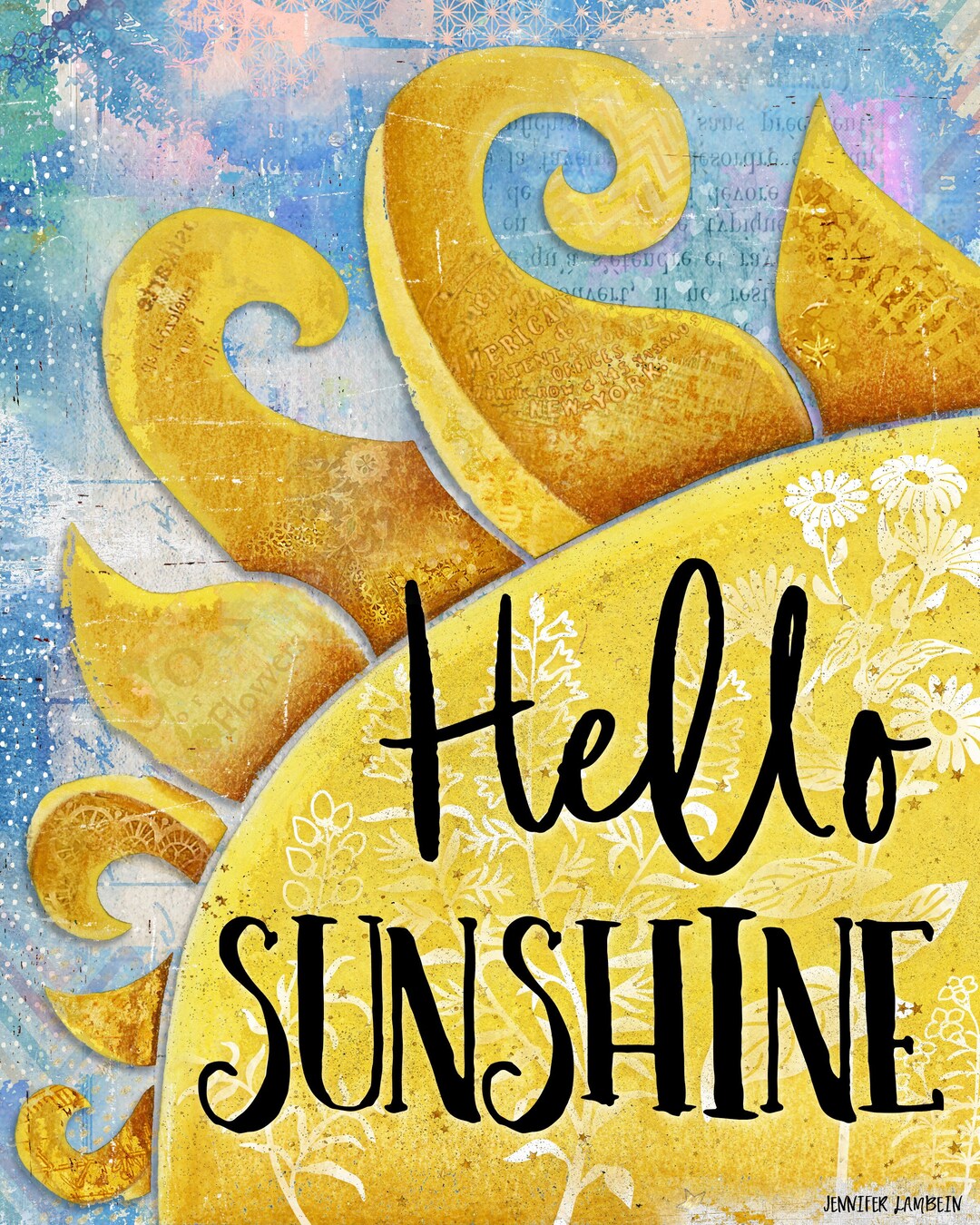 Hello Sunshine Art Print Sunny Boho Yellow Wildflower Home - Etsy