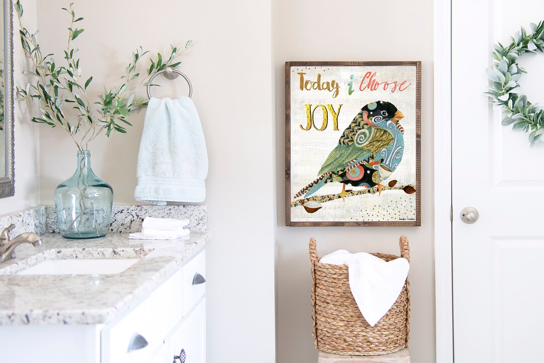 Joy Bird Art Print Rustic Woodland Coffee Boho Animal Wall - Etsy