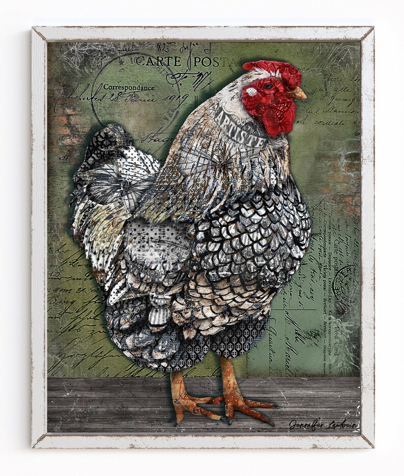 Artiste Hen Art Print Rustic Boho Chicken Home Decor - Etsy