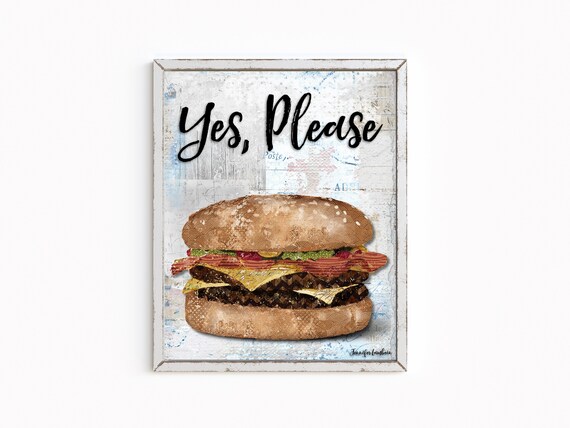 Yes Please Cheeseburger Art Print | Etsy