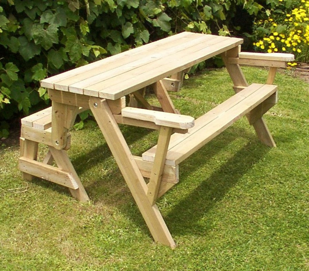 Folding Picnic Table Plans DIY Outdoor Furniture - Etsy