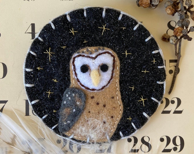 Barn Owl Embroidery Patch | Cottagecore Witch Hand Stitched Felt Patch ...