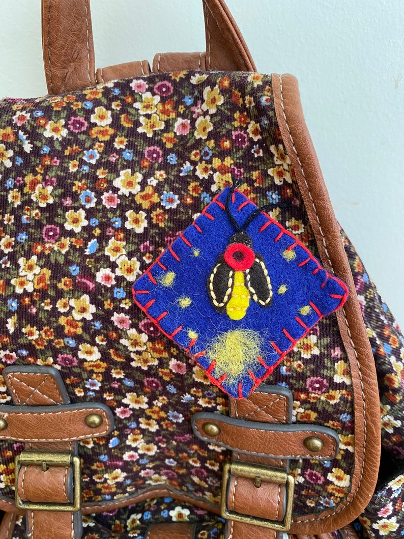 Handmade felt lightning bug patch Cottagecore Embroidery | Etsy