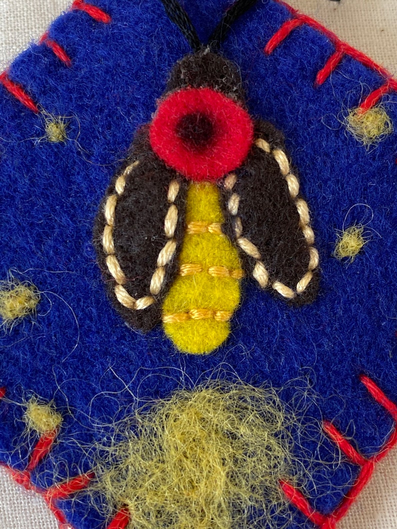 Handmade felt lightning bug patch Cottagecore Embroidery | Etsy