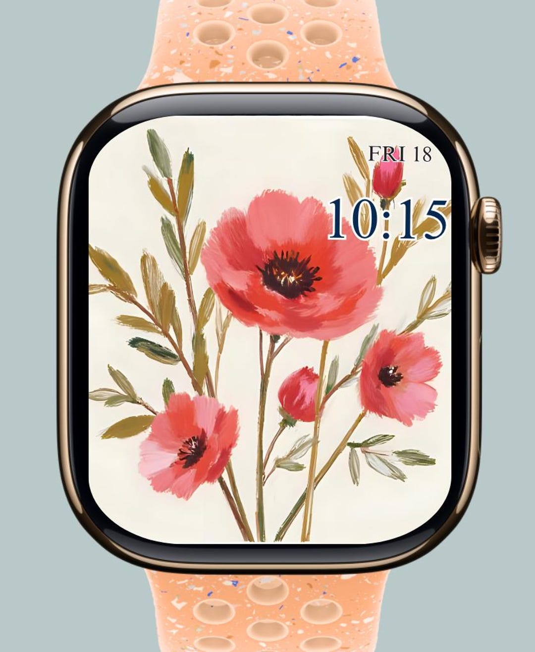 Watercolor Poppy Apple Watch Face Pretty Poppy Apple Watch Face PNG ...
