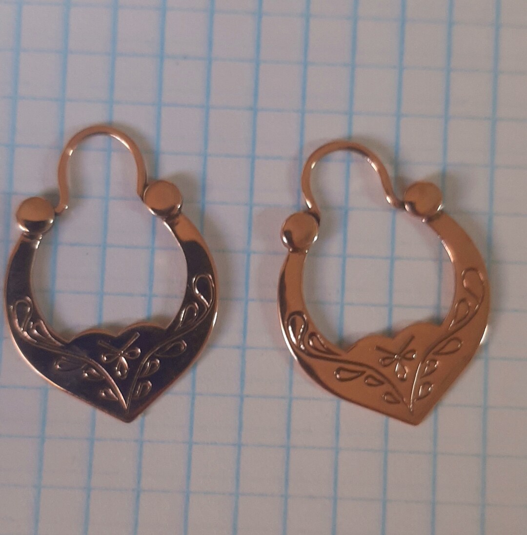 Vintage USSR Soviet Russian Rose Gold Antique Solid Gold Earrings 583 ...
