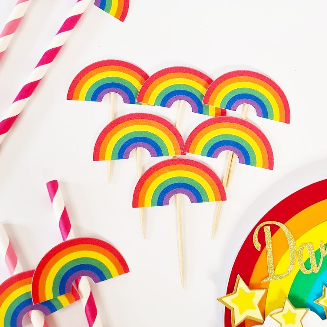 Rainbow Cupcake Toppers Rainbow Cupcake Topper Rainbow Toppers Rainbow ...