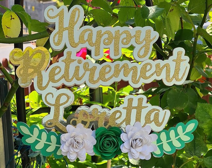 Happy Retirement Cake Topper, Retirement Cake Topper, Happy Retirement ...