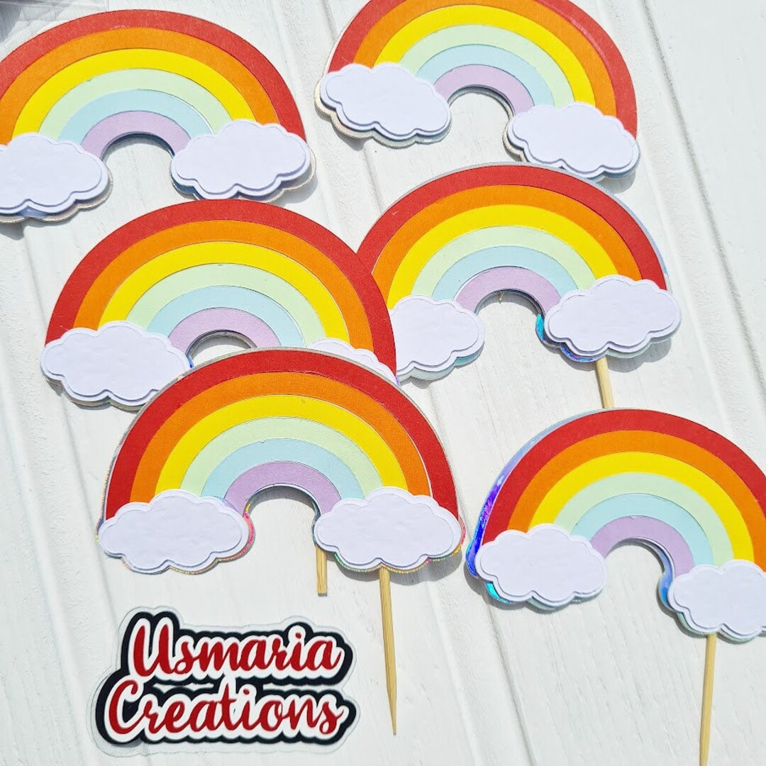 Rainbow Cupcake Toppers | Rainbow Party Cupcake Toppers | Birthday ...