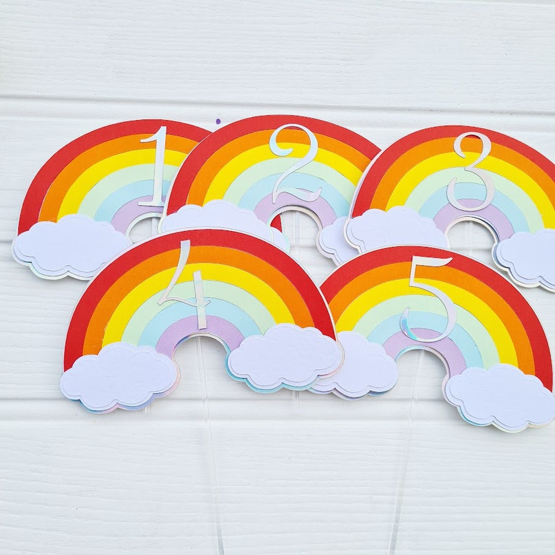 Rainbow Cake Topper Rainbow Party Cake Topper Any Age Cake Topper ...