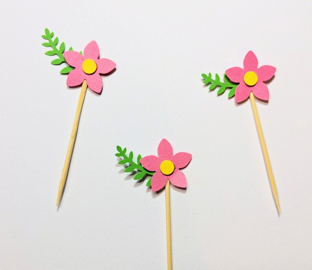 Paper Flower Cupcake Toppers Toppers Floral Cupcake Toppers Flower ...
