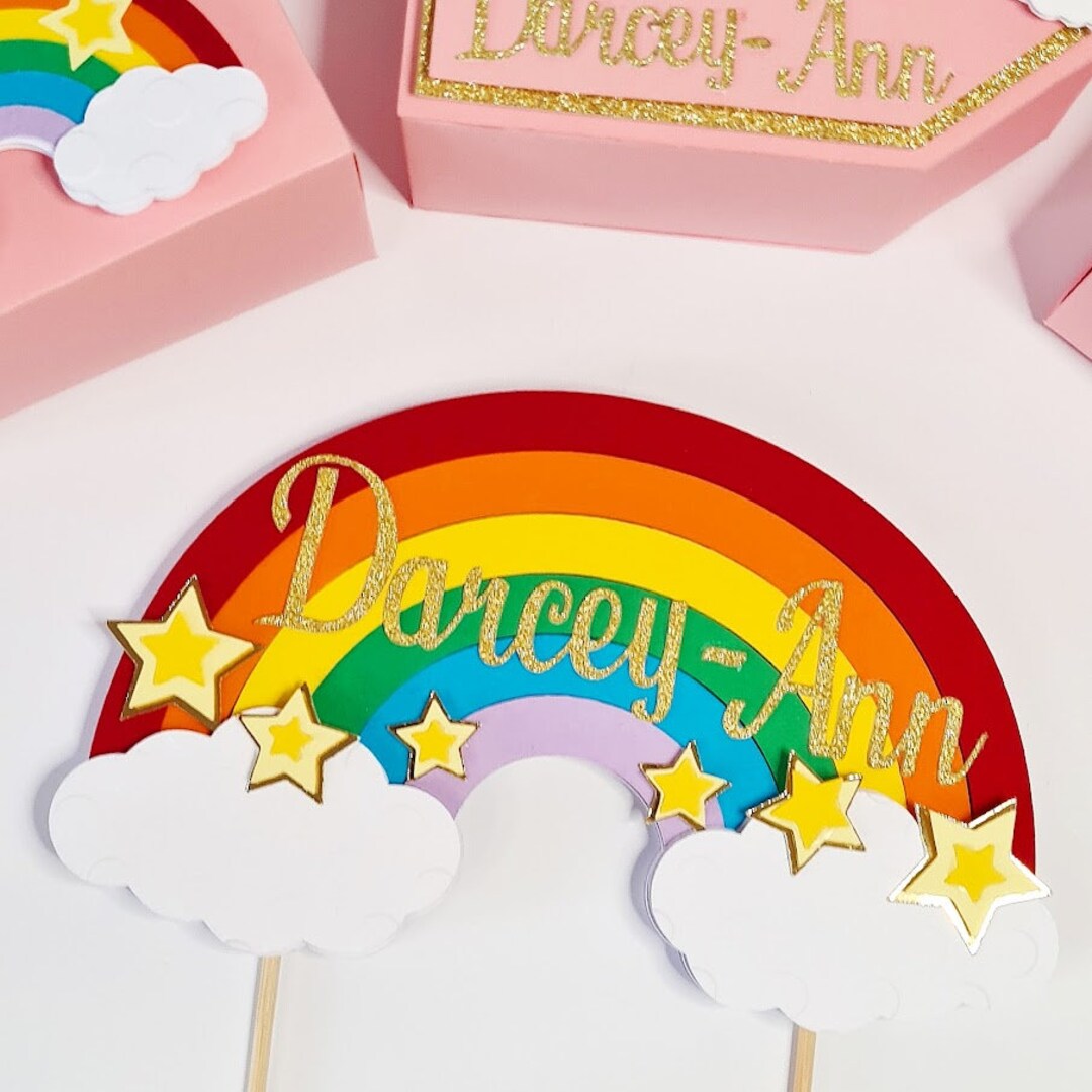 Rainbow Cake Topper Rainbow Party Cake Topper Any Age Cake Topper ...