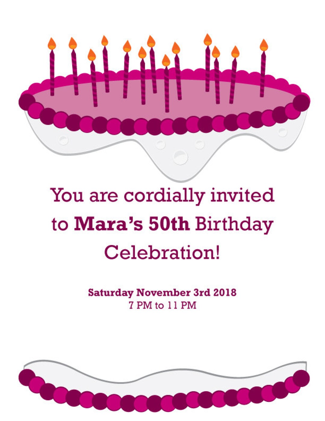 Birthday Cake Invitation - Etsy