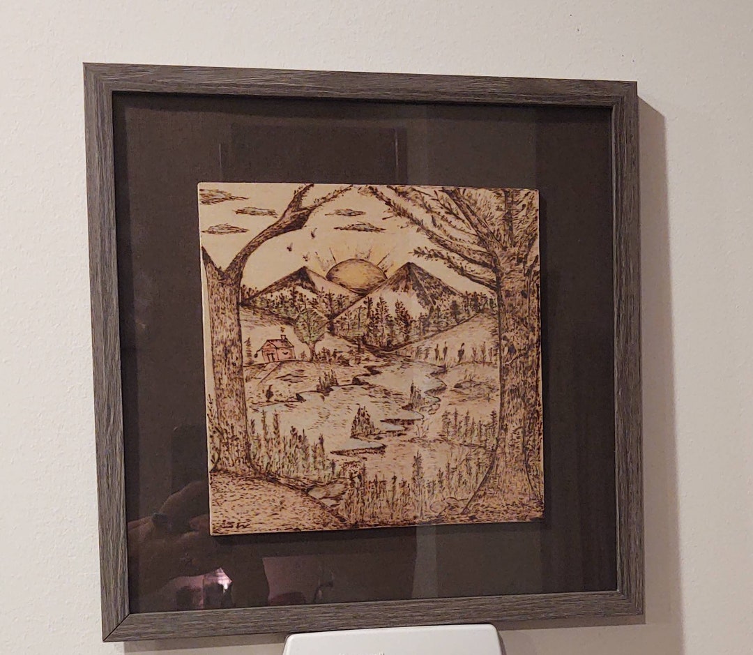 Handmade Art- Nature Scene -woods Burning Scene- Pyrography,- - Etsy ...