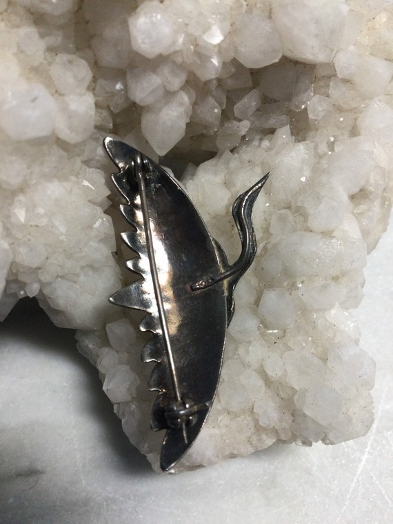 Beautiful Enameled Sterling silver Crane in flight br… - Gem