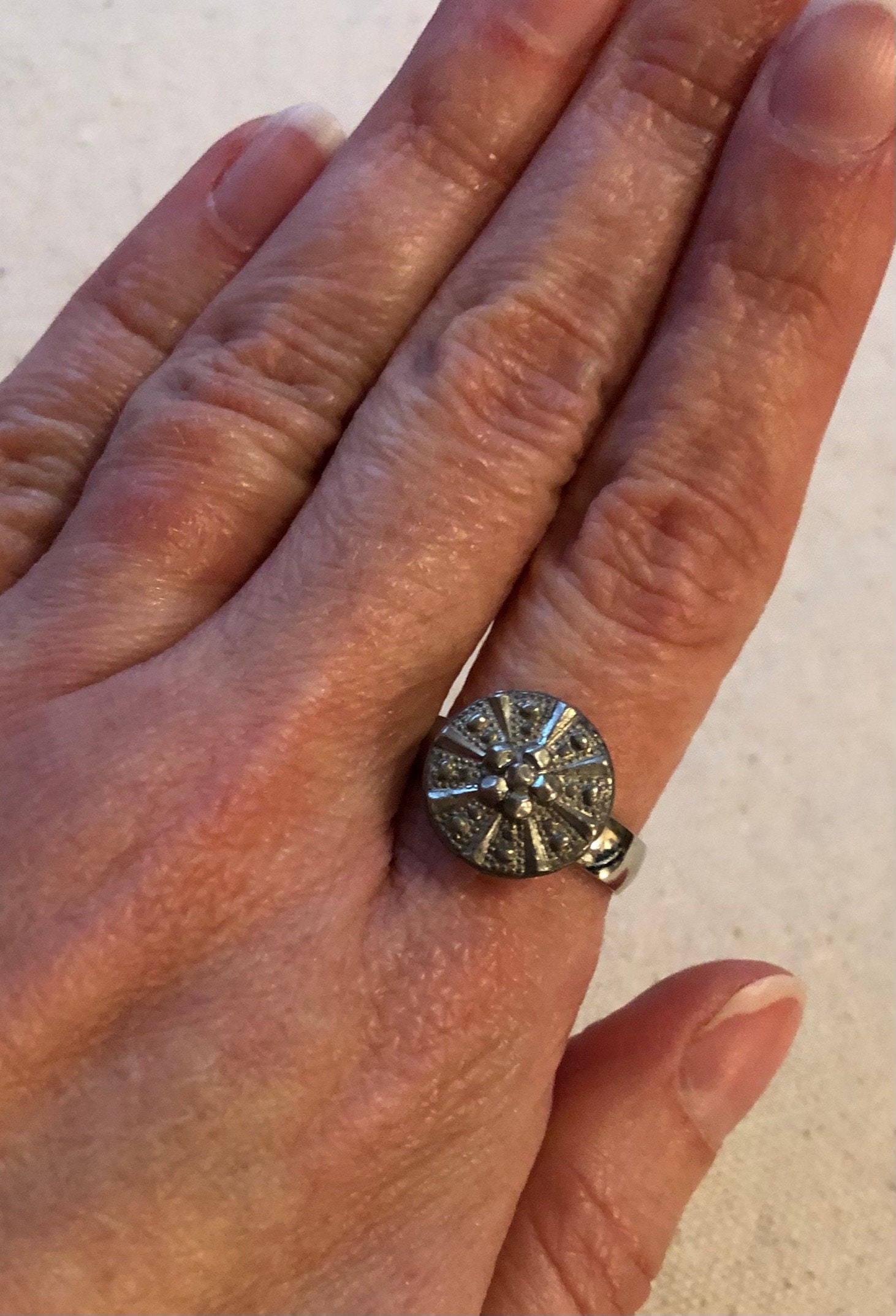 Antique Sunburst Button Ring bande réglable - Etsy France