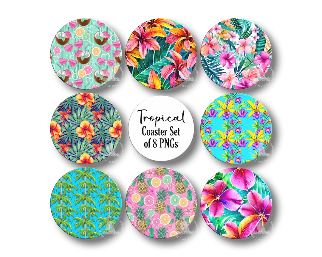 Tropical Coaster PNG, Tropical Car Coaster PNG, Sublimation Design ...