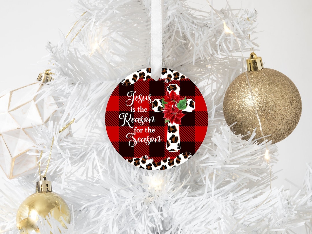 Jesus is the Reason for the Season Christmas Cross Round Ornament ...