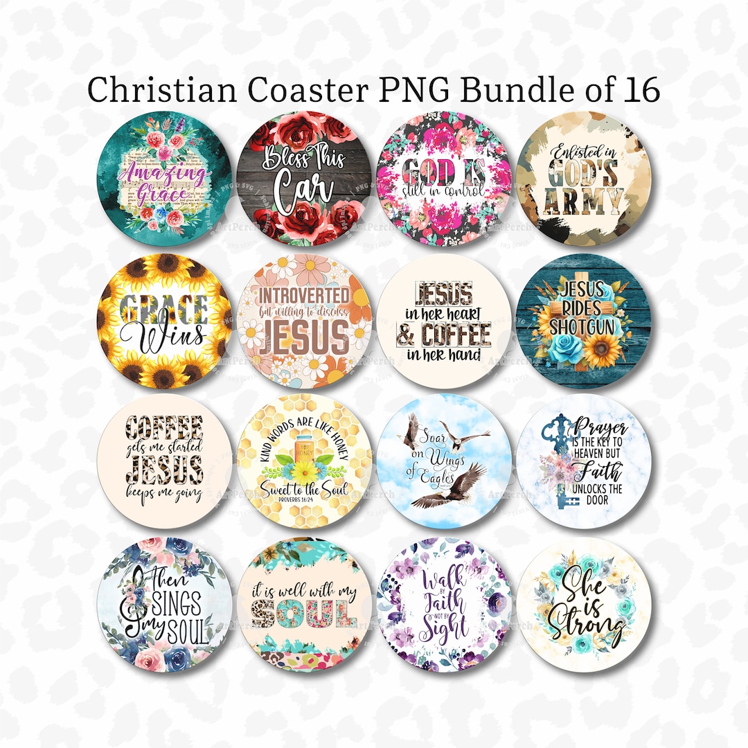 Christian Coaster PNG, Bundle of 16, Scripture Coaster PNG, Jesus ...
