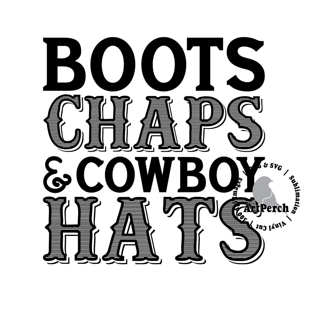 Boots Chaps Cowboy Hats PNG, 4 PNG Designs, 1 Peachy Pink, 1 Black, 1 ...