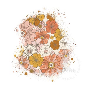 Retro Patch PNG, Floral Retro Patches PNG Bundle, Sublimation Design ...