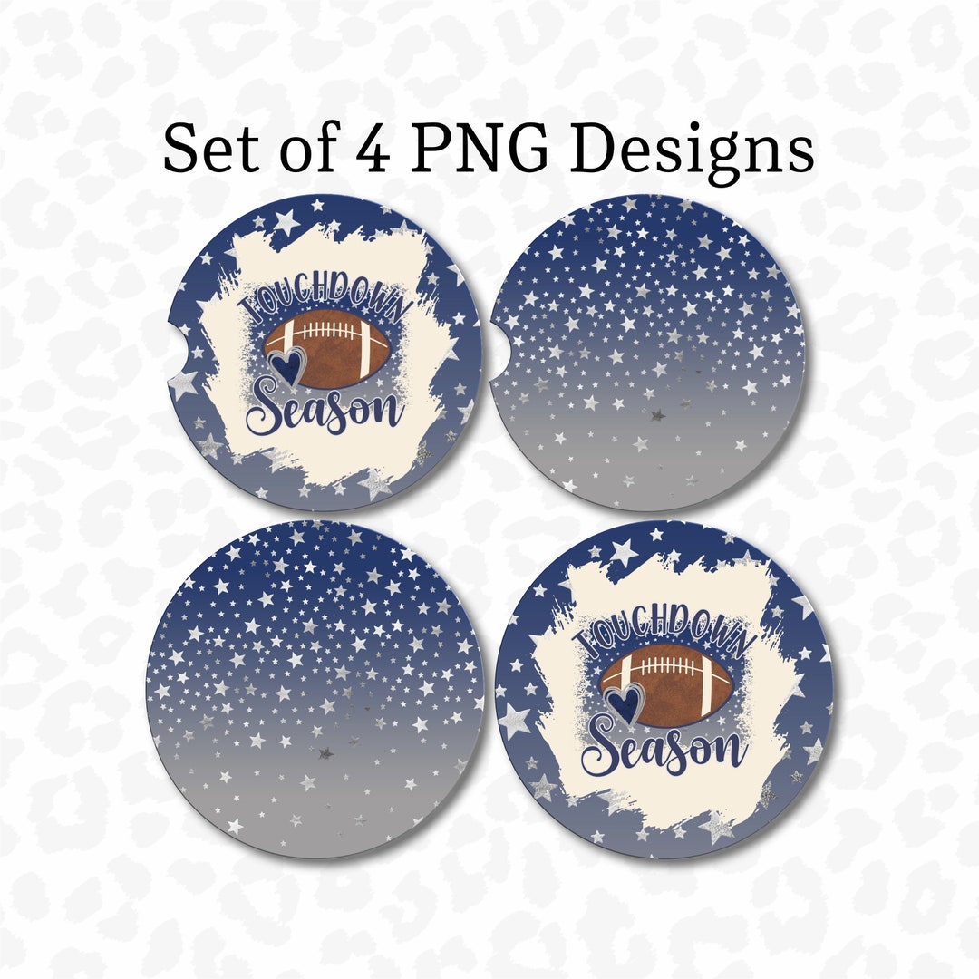 Football Coaster PNG, Navy Blue Silver Stars, Touchdown Season Coaster ...