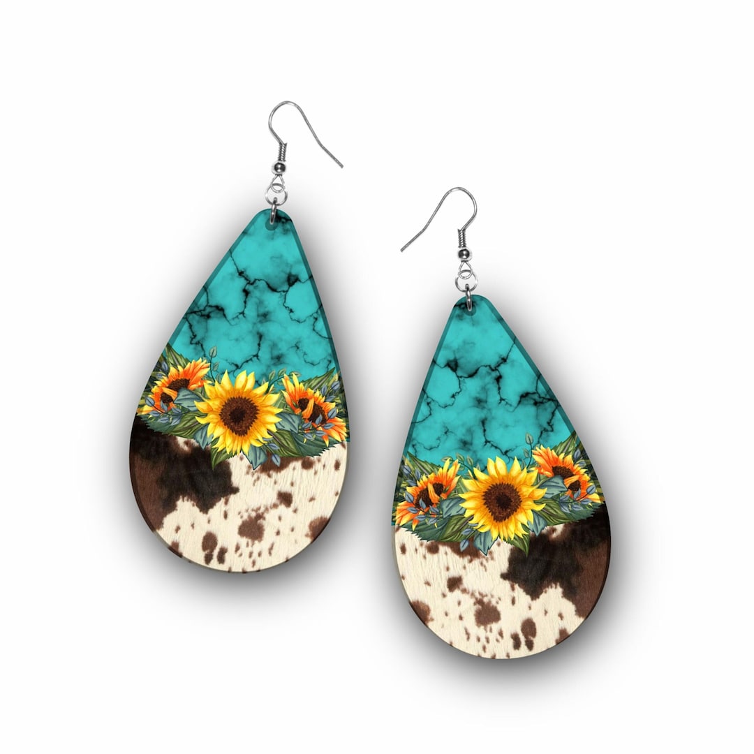 Western Earring PNG, Cowhide Earring PNG, Turquoise Earring PNG ...