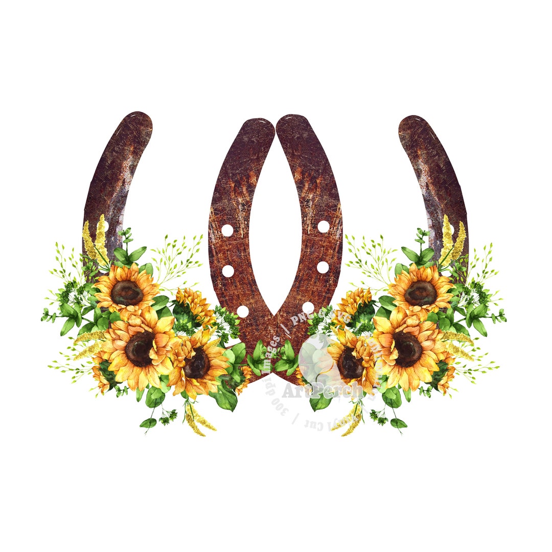 Floral Horseshoe PNG, Double Horseshoe PNG, Western Shirt Design ...