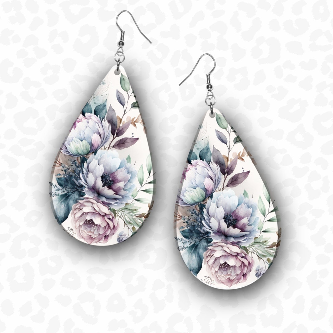 Boho Drop Earring PNG, Bohemian Earring Sublimation Design, Muted ...
