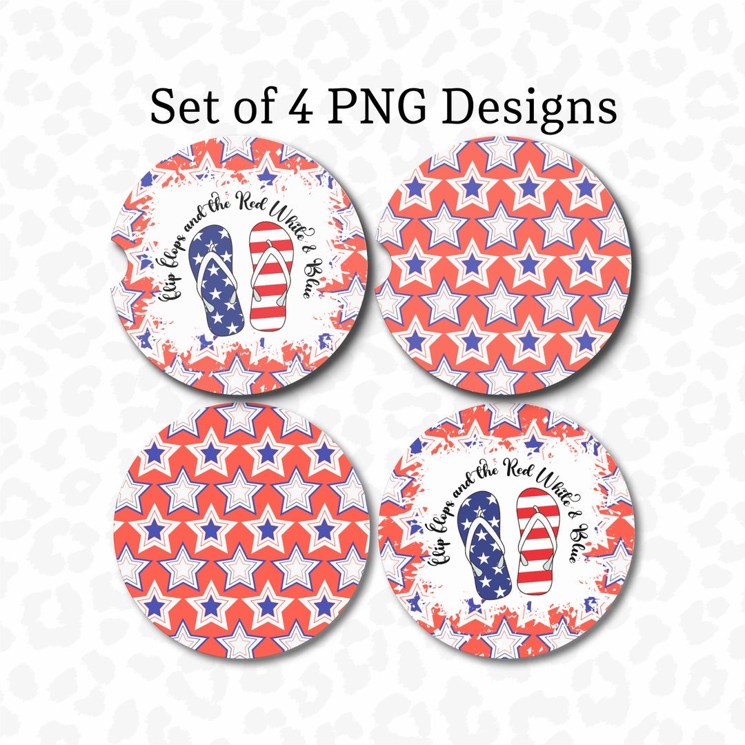 Flip Flop Coaster PNG, Round Coaster PNG, Car Coaster PNG, Set of 4 ...