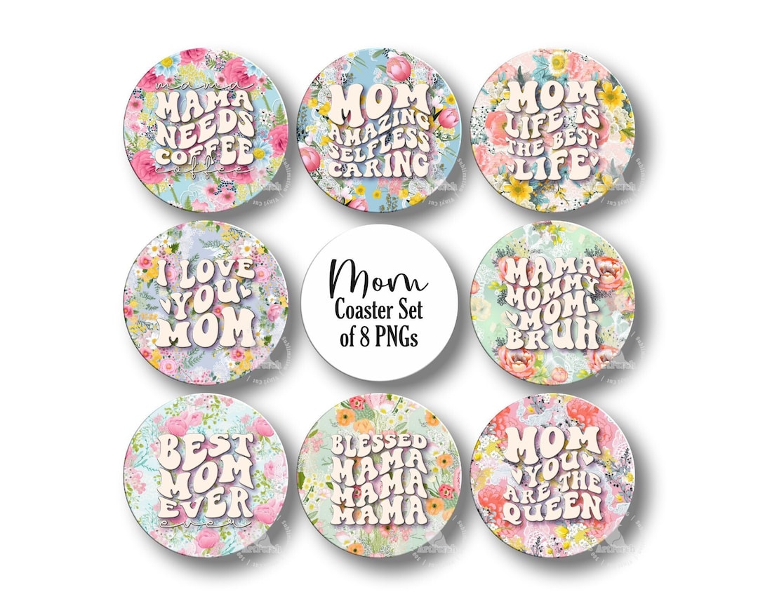 Mom Coaster PNG, Mother Coaster Design, Sublimation Design, Mom Floral ...