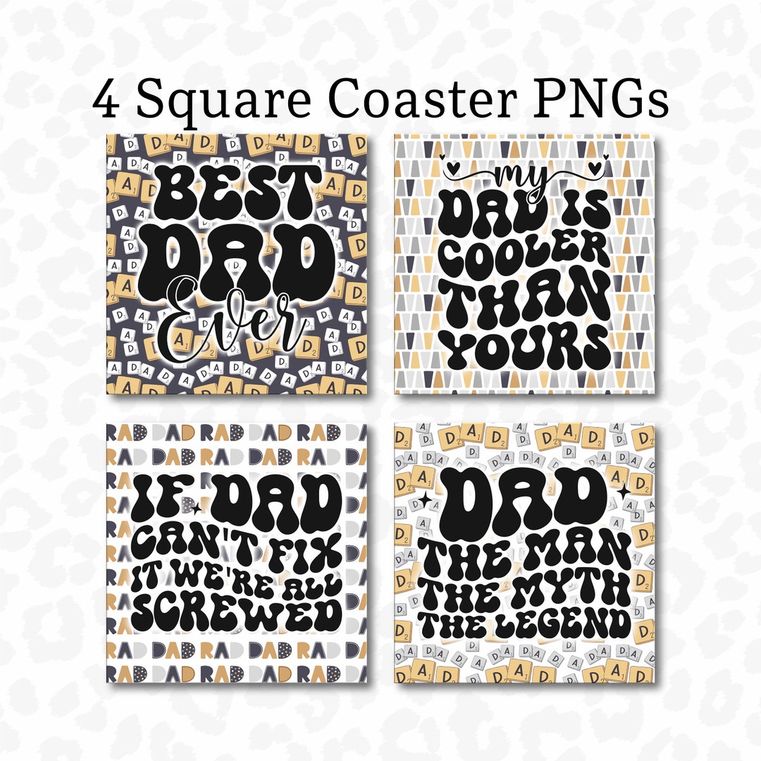 Father's Day Coaster PNG Dad Square Coaster Sublimation - Etsy