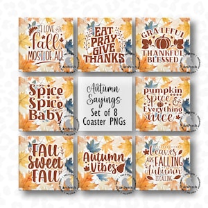 Square Coaster Bundle, Autumn Coaster PNG, Fall Coaster PNG ...