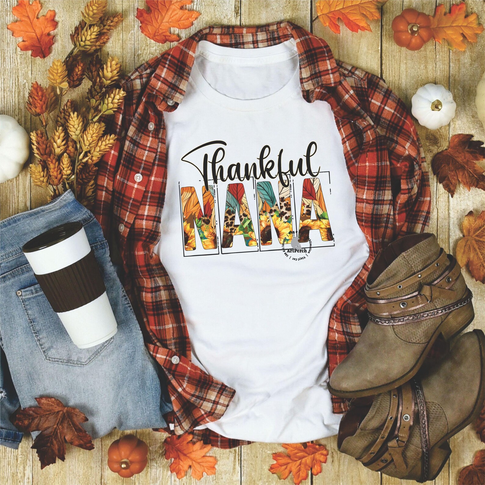 Thankful Nana PNG, Rustic Fall Sublimation Design, Thanksgiving Shirt ...