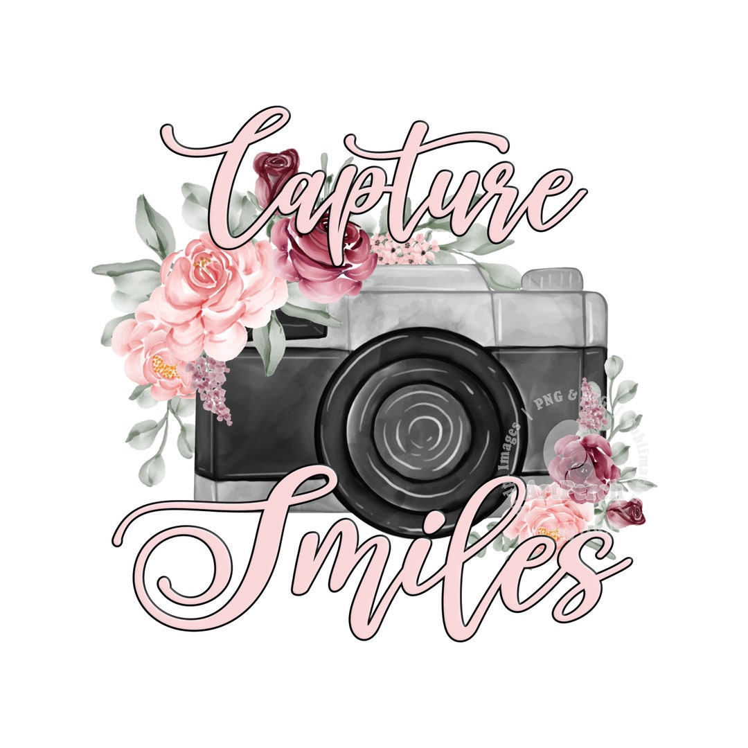 Camera Shirt Design, Capture Smiles PNG, Floral Camera PNG, Sublimation ...