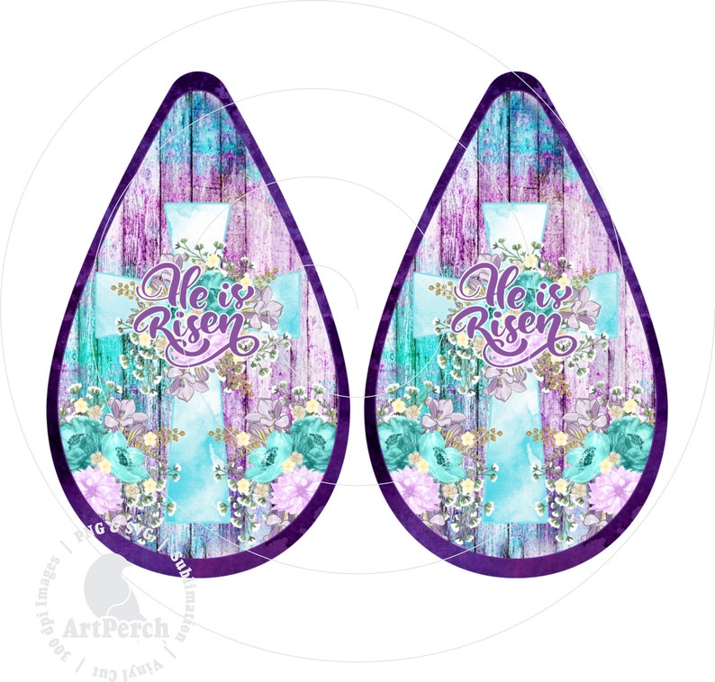 He is Risen Earring PNG, Easter Drop Earring PNG, Sublimation Design ...