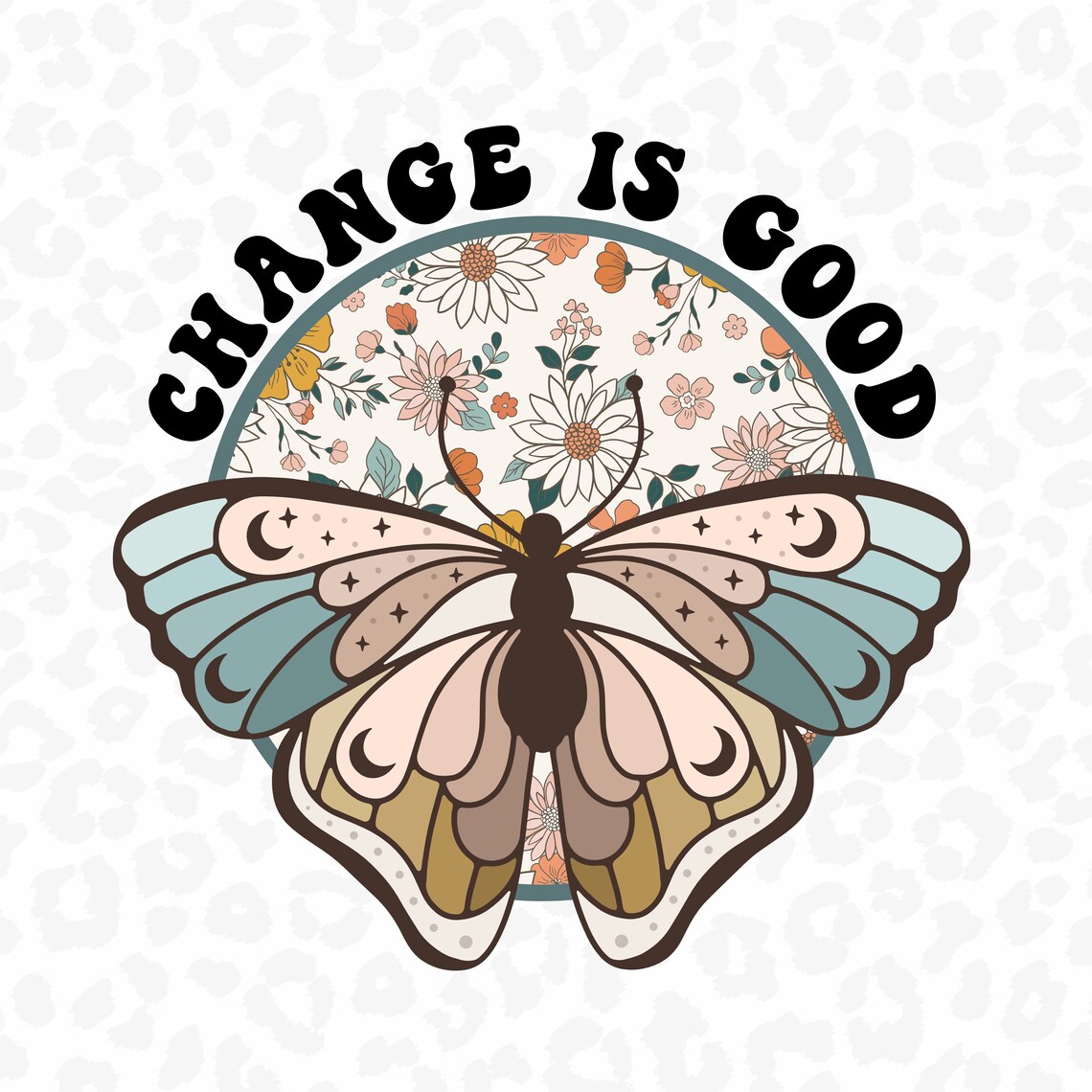 Retro Butterfly PNG Change is Good Sublimation Design Boho - Etsy