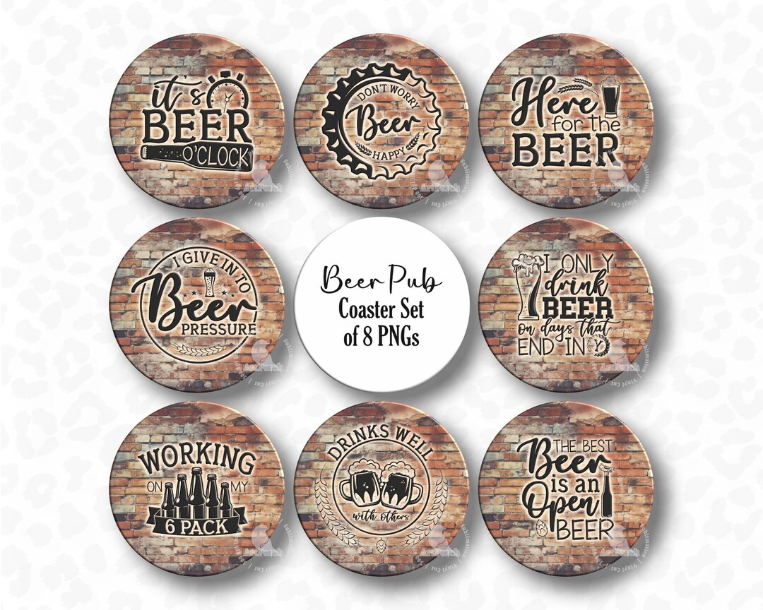 Beer Coaster PNG, Pub Coaster PNG, Rustic Brick Bar Coaster Design ...