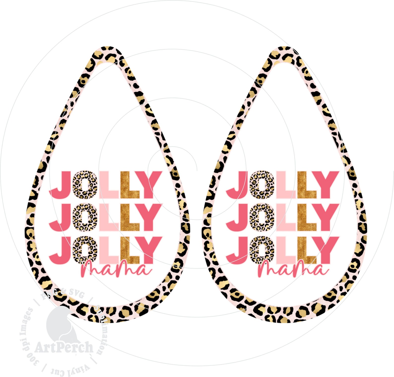 Retro Christmas Jolly Mama Drop Earring PNG Sublimation Design ...