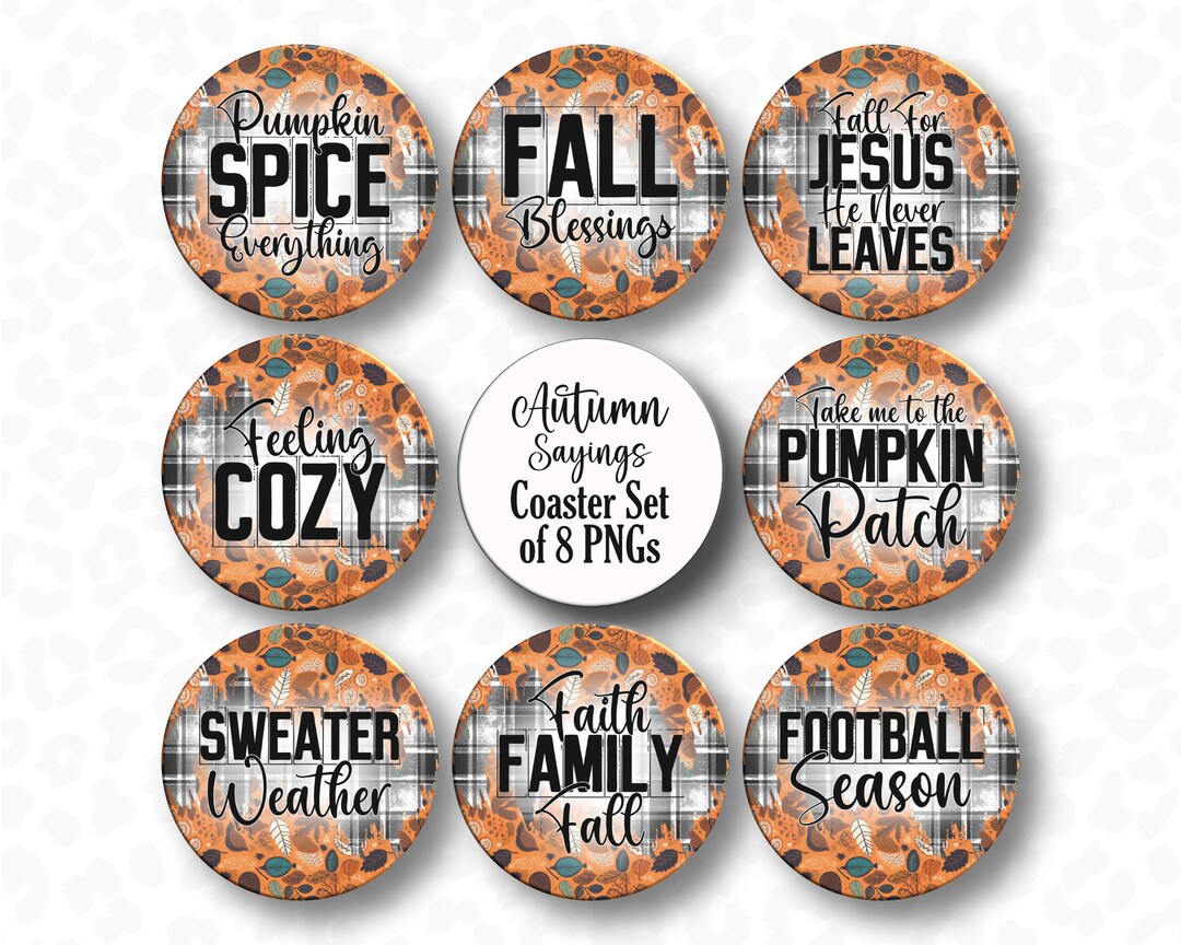 Autumn Coaster PNG, Rustic Coaster Design, Fall Coaster Bundle of 8 ...