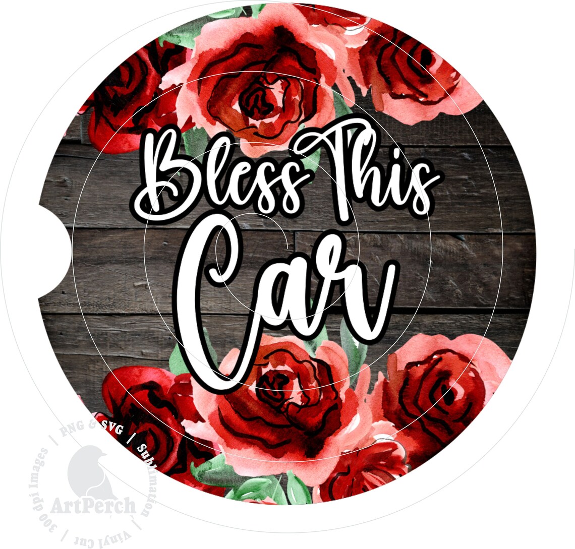 Bless This Car Car Coaster PNG Sublimation Design by Artperch - Etsy