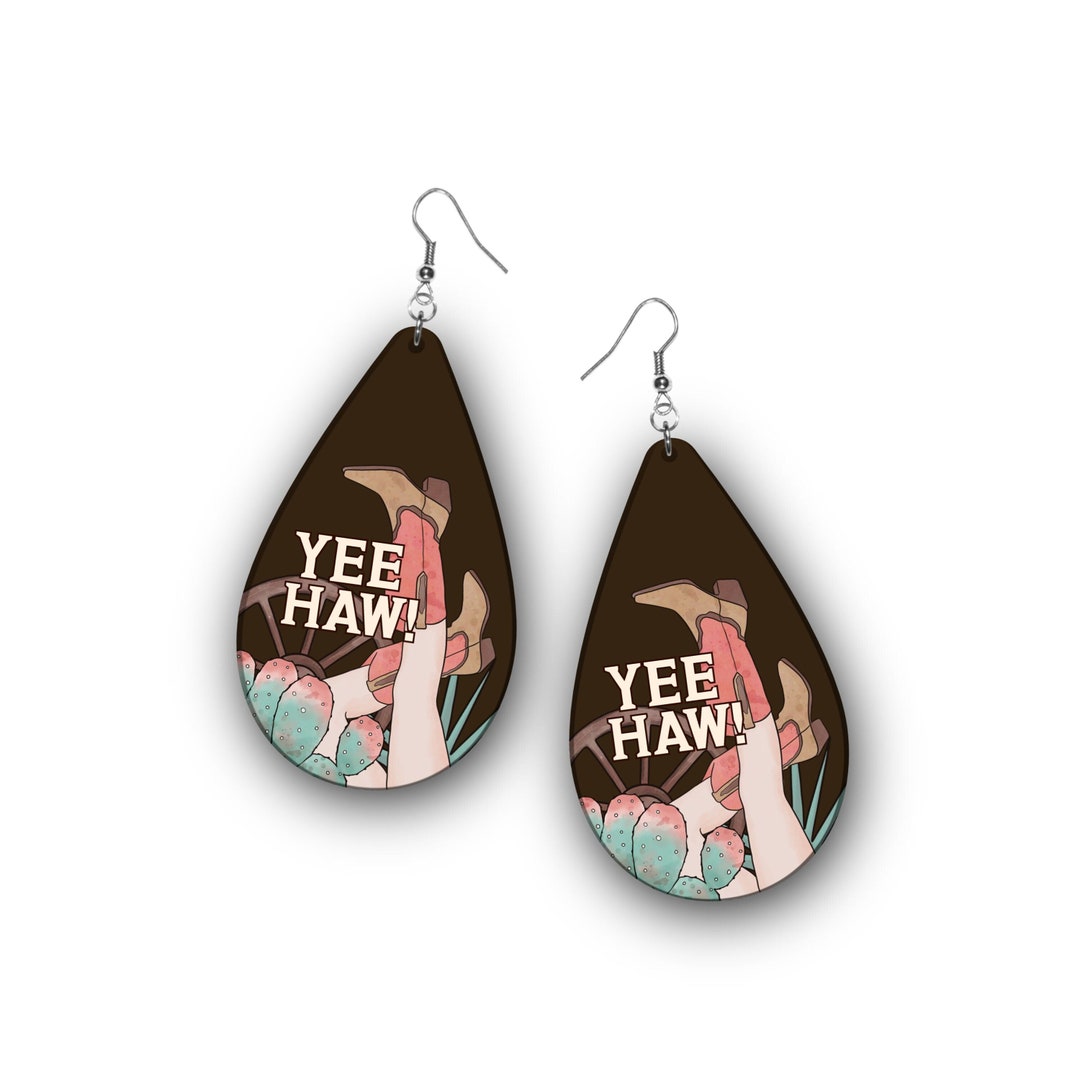 Retro Earring PNG, Yeehaw Drop Earring PNG, Cowgirl Kick Your Heels Up ...