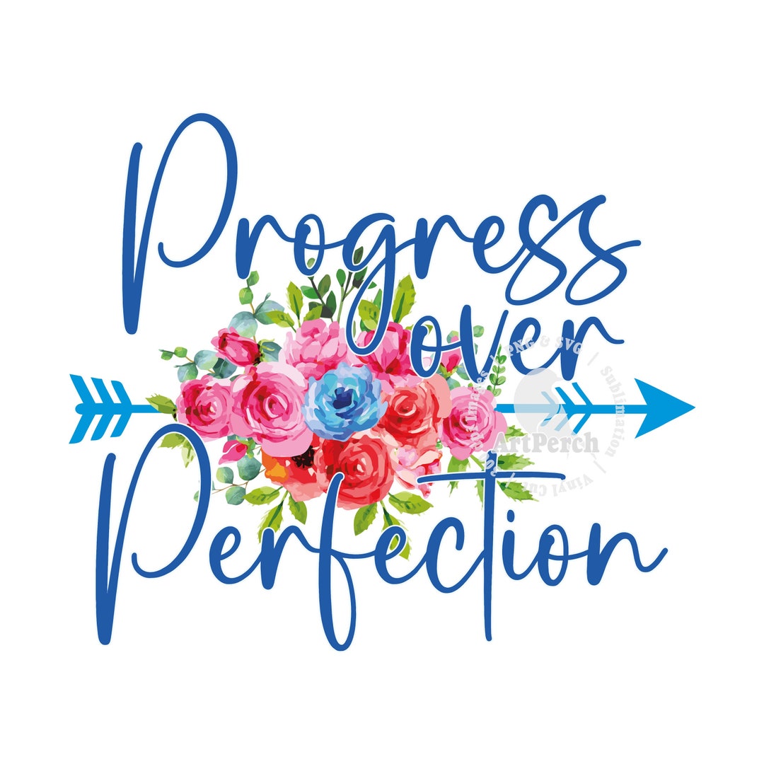 Boho Shirt Design, Boho Floral PNG, Progress Over Perfection ...